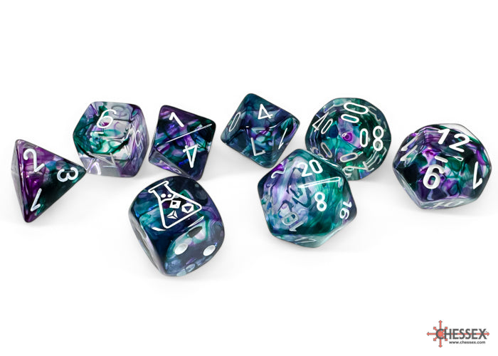 Chessex Lab Dice Nebula Fluorite/White Polyhedral 7-Dice Set (with bon ...