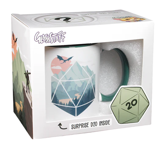 GlassStaff D&D Coffee Mug with Surprise D20 - D20 Landscape – Common ...